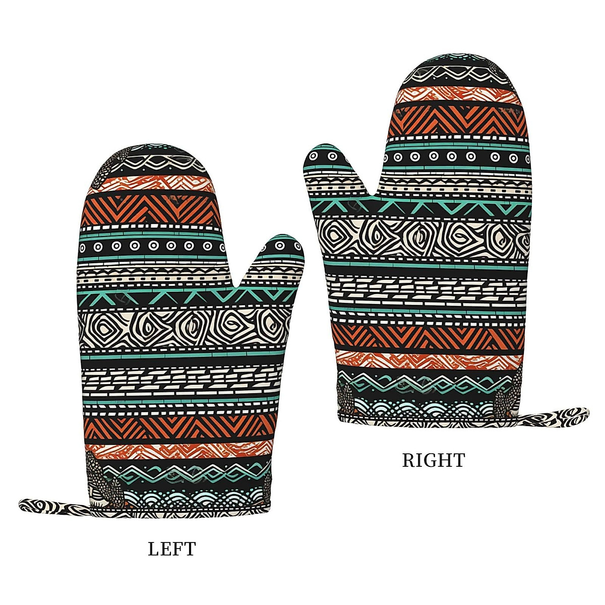 Ethnic Turtle Striped Printed Oven Mitts Heat Resistant Oven Gloves Non-Slip Silicone Kitchen Gloves for Cooking Baking BBQ Gloves 1 Pair