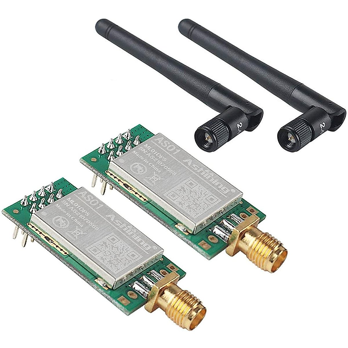 MakerFocus 2pcs nRF24L01P+PA+LNA RF Wireless Transmission Module 2.4GHz ML01DP5 22dBm 100mW 2300M Measured Distance SPI Interface with Antenna Anti Theft Anti-Interference