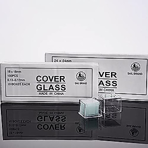 1000 PCS/10 Pack Blank Microscope Slides, 18x18mm Glass Slides for Microscope,0.13-0.17mm Thick Microscope Slides and Covers Microscope Accessories for Lab Consumables Research