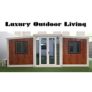 13X20 feet, 20X40 feet Prefabricated Portable House with Glass Doors and Windows for Camping, Outdoor Living, Office, Villa, Guard House, Hotel, Shop Warehouse, Workshop, Luxury House