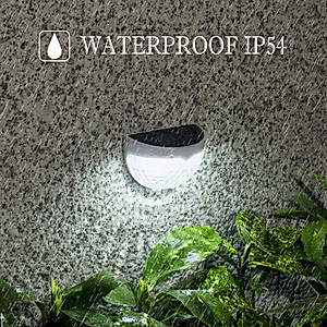 GIGALUMI 4 Pack Solar Fence Lights, Deck Lights Solar Powered Outdoor Waterproof Fence Lighting for Fence Deck Step Stair Post Wall (White)