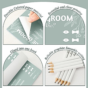 Ctosree 220 Pieces Bridal Shower Game Set 200 Wedding Game Cards and 20 Pencils 5 Styles Funny Wedding Cards Wedding Pencils Bridal Shower Decorations for Bride and Groom Bachelor Party (Green)