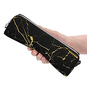 Black Gold Marble Pencil Case Boys Girls Portable Pen Bag Small Simple Pencil Pouch Holder with Zipper Work Home Travel