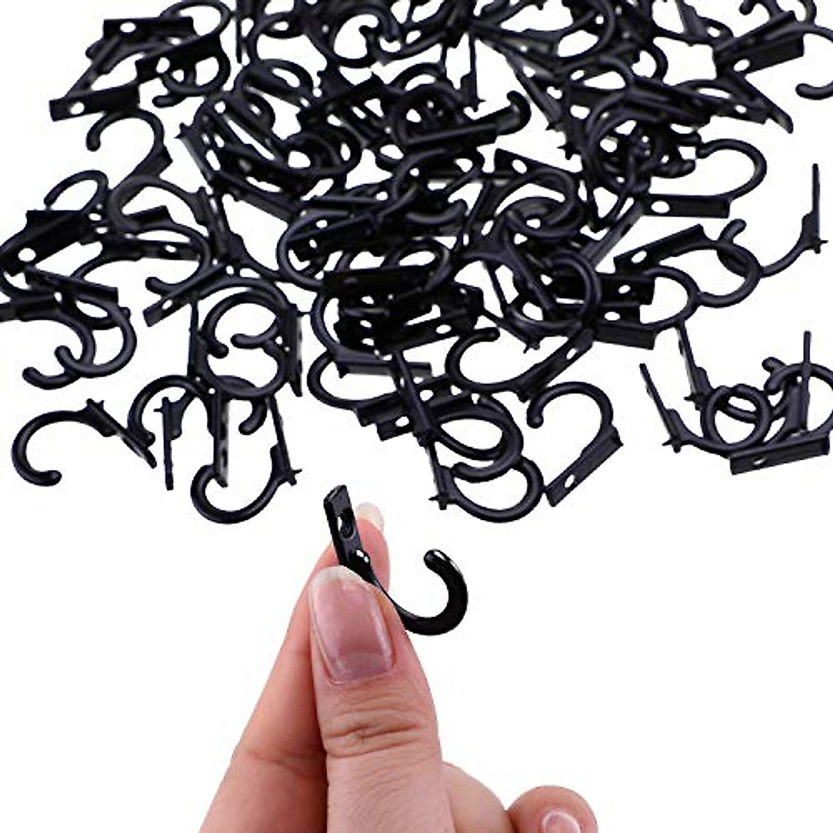 Zhehao 100 Pieces Key Hooks Jewelry Small Hooks Key Hanging Small Hooks Wall Mounted Single Hook Robe Hooks Coat Hooks and 110 Pieces Screws for Hanging Hat, Scarf, Bag (Black,100 Pieces)