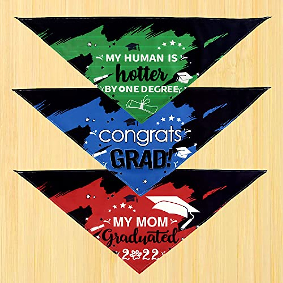 3 Pack Dog Bandana Graduation Triangle Bibs Scarf Washable Neckerchief Adjustable Pet Kerchief Scarf for Dogs Cats Pets Graduation Costume Supply Gift 2022 Congrats Grad (Blue,red,Green)