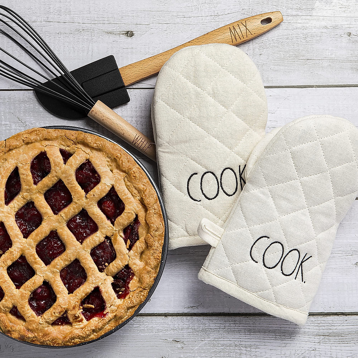 Rae Dunn Mini Oven Mitts Heat Resistant, Quilted Cooking Gloves for Cooking, Grilling, Baking, Kitchen Décor, Home Essentials