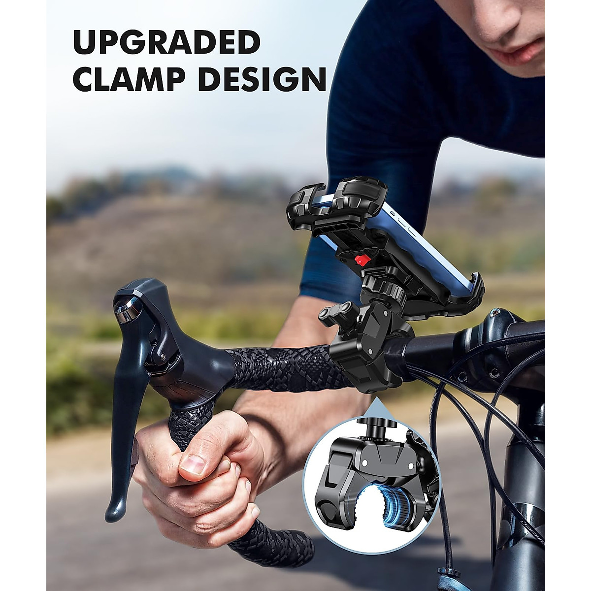 Zewdov Motorcycle Phone Mount, Upgrade Bike Phone Mount [1s Lock][Secure Protection], 360° Rotatable Phone Holder for Mountain Bike/ATV/Scooter Handlebar, Compatible with iPhone/Samsung 4.7-6.7"