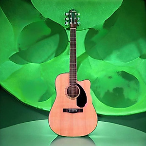 Fender CD-60SCE Dreadnought Cutaway Acoustic Electric Guitar, with 2-Year Warranty, Fishman Pickup and Preamp System, Natural
