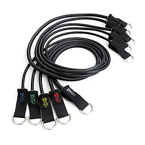 Sunny Health & Fitness Premium Resistance Band Set with Door Anchors, Wrist Straps, Handles & Carry Bag – Exercise Stretch Bands for Strength Training, Muscle Recovery, Yoga and More - NO. 089-COMBO