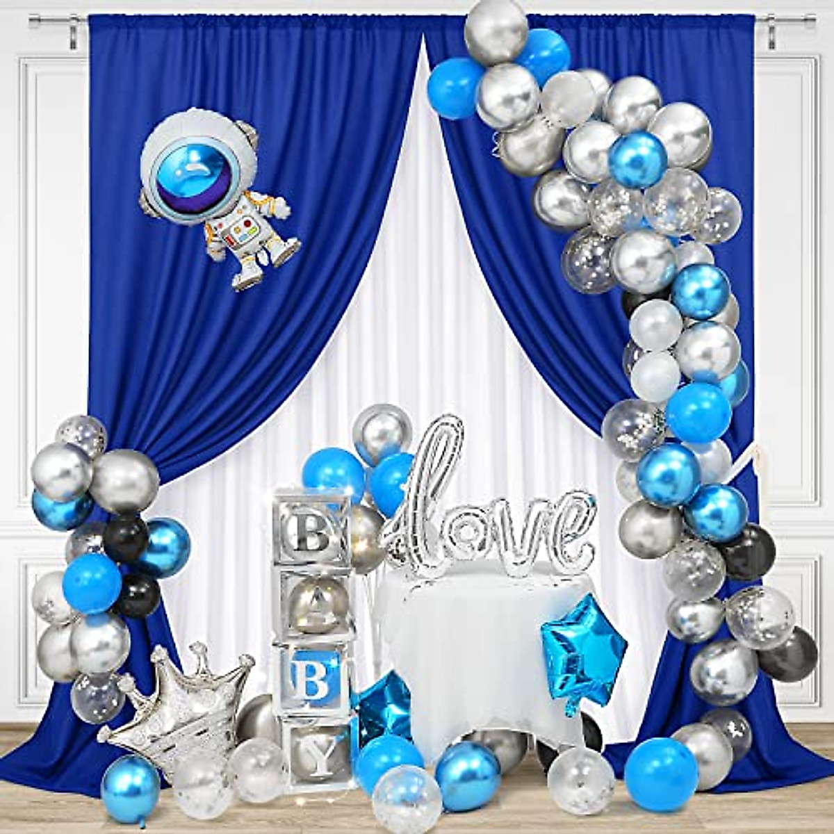 HOMEIDEAS White Backdrop Curtains for Parties, Wrinkle Free Polyester Photography Backdrop Drapes for Wedding Birthday Decorations, 5ft x10ft Set of 2 Panels