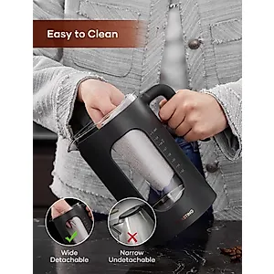 Electric Tea Kettle, INTASTING Glass Electric Kettle with tea Infuser and Precise knob temperature control, 1200W Fast Heating, BPA-Free, Easy to Clean, for Tea and coffee, Dark Grey