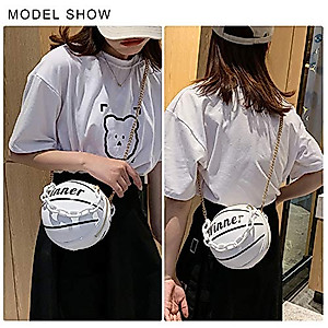 KUANG! Women's Basketball Shaped Mini Chain Purse Shoulder Messenger Handbags Handle Tote Cross Body bags For Girls