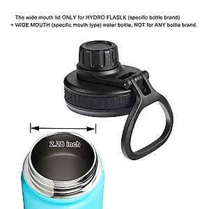 Spout Lid Compatible with Hydro Flask Wide Mouth Water Bottle 12 16 18 20 32 40 oz, Top Replacement Lid with Twist Cap (Black)