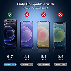 UniqueMe [2+2 Pack] Compatible with iPhone 12 Pro Max 6.7-inch Privacy Screen Protector Tempered Glass and Camera lens Protector, Anti Spy [Easy Installation Frame] [Precise Cutout] Bubble Free