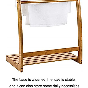 Household Items Bamboo Towel Rack Holder for Bathrooms,Freestanding Beach Towel & Poolside Rack with Bottom Storage Shelf,Quilt Rack Stand or Blanket Rack for Living Room or Bedroom 1pcs