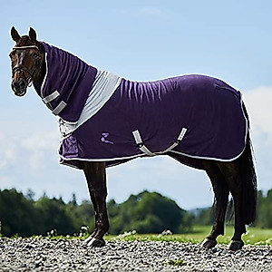 HORZE Turin Combo Fleece Blanket - Purple - 81 in