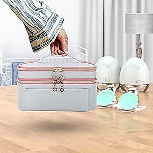 Damero Wearable Breast Pump Bag Compatible with Elvie and Momcozy Breast Pump, Carrying Bag for Wearable Breast Pump and Accessories, Light-Gray Pink