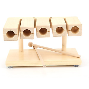 Wood Percussion Block Maple Percussion Rhythm Clapper 5 Tones with Hammer for Temples Yoga Preschool Education Venues