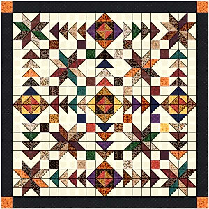 Material Maven Quilt Kit Autumn Sunset/Queen/Pre Cut & Ready to Sew!!, Multi Color, (asqk-01-90-90)