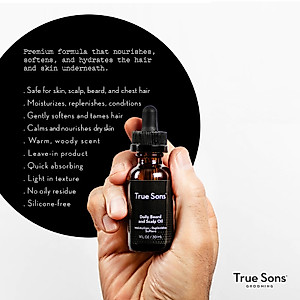 True Sons Hair Dye For Men And Beard Oil - Complete Hair, Beard and Mustache Kit For Natural Dark Brown Look. Instant Dye Booster Applicator For Grey Hair (1.75 oz Dark Brown), Daily Beard Oil (1 oz)