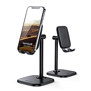Lamicall Cell Phone Stand for Desk - Adjustable Mobile Phone Holder Dock for Table, Desktop, Office, Compatible with iPhone 13 12 11 X Xr Pro Max 8 7 6 Plus, iPad Mini, 4-10'' Cellphone and Tablets