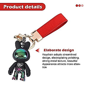 GKmow 1 PC Car Key Fob, Leather Suede Horseshoe Pendant, Unisex Car Key Fob Holder Decoration (Red & Gold)