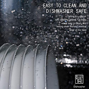 DELLING 1.3 Qt / 43 Oz Serving Bowls Set for Pasta, Salad and More - 6 Pack White Dishes