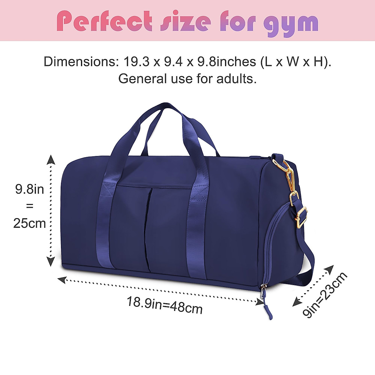 RLGPBON Gym Bag for Women and Men, Duffel Bag for Sports, Gyms and Weekend Getaway, Waterproof Dufflebag with Shoe and Wet Clothes Compartment