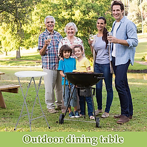 Hoteam 3 Pack Round Folding Table Round Cocktail Tables 23.6 x 44 Inch White High Top Table Portable Pub Bistro Highboy Furniture Table for Party, Backyard, Wedding, Indoor Outdoor Banquet, Events