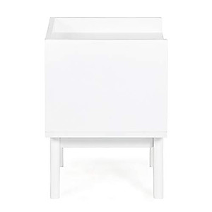 SIMPLIHOME Draper 20 inch H x 22 inch W Storage Hamper Bench in Pure White with Storage Compartment and 1 shelf, for the Bathroom