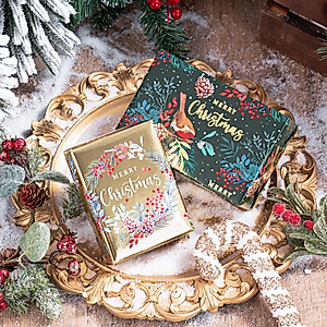 WRAPAHOLIC Christmas Wrapping Paper Roll - Mini Roll - 3 Rolls - 17 Inch x 120 Inch Per Roll - Bird, Christmas Garland, Holly and Pinecones Holiday Design with Metallic Foil Shine