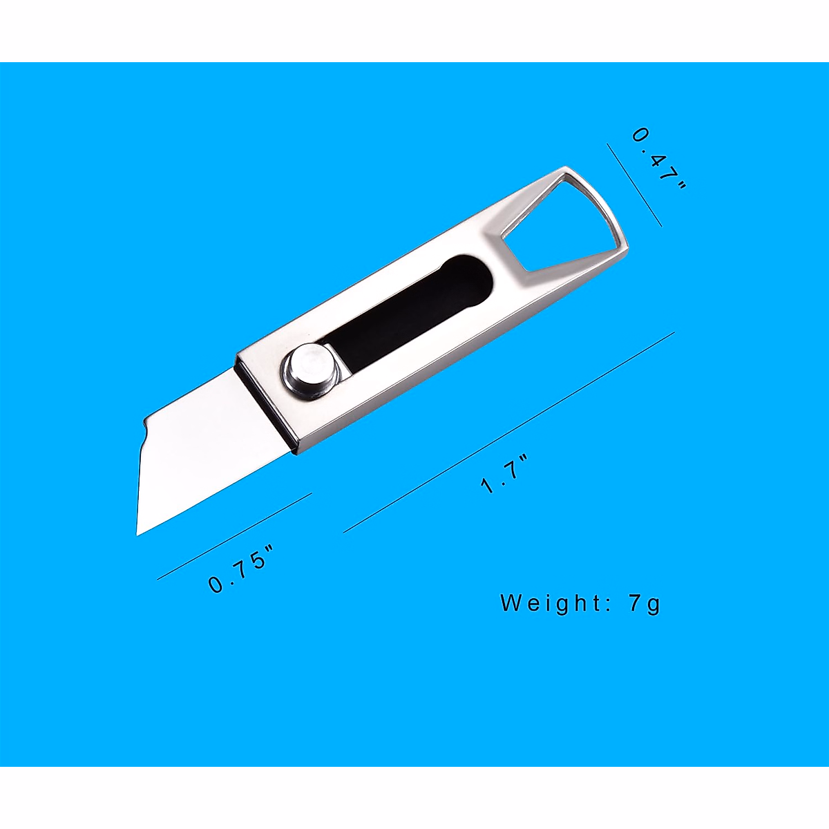 JPCRMOV Mini Pocket Knife Keychain Ultra Light 7g, Compact Utility Knife Box Cutter, Retractable 1.9cm X50CR15MoV Steel Blade, Smooth Zinc Alloy Handle Perfect for Opening Packages/Boxes