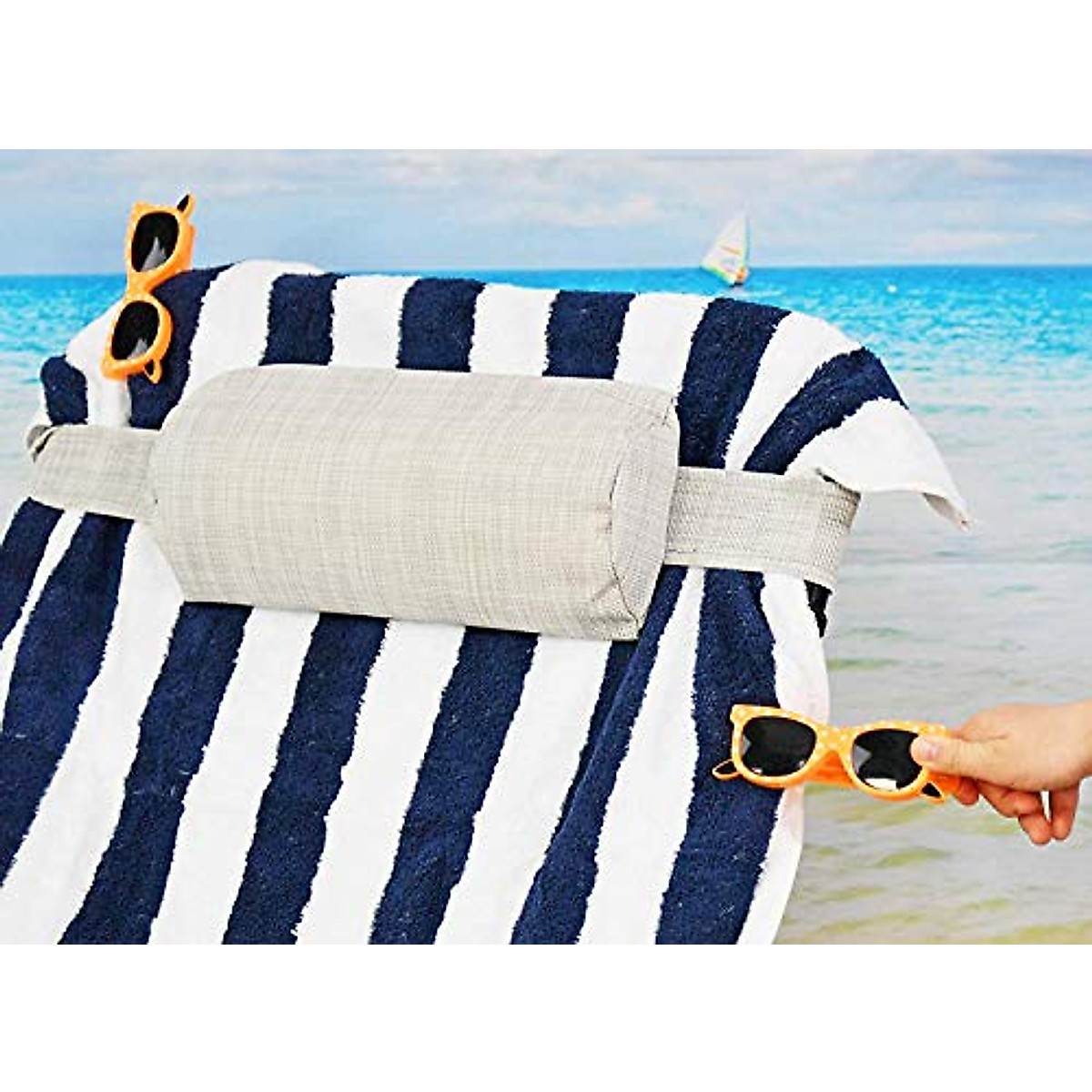 Themed Beach Towel Clips, Pool Towel Accessory, Portable Heavy-Duty Plastic Clamps, (Set of 2), Orange Sunglasses