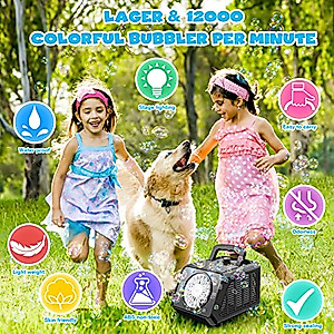 Bloranda Automatic Bubble Machine Upgrade Bubble Blower with 12000+ Bubbles Per Minute Bubble with independently Switched Battery Operated Bubble Toys for Outdoor Toys for Parties, Birthday, Wedding