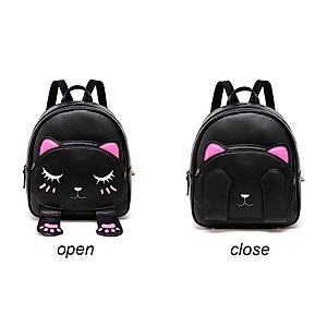 DIOMO Toddler Backpack for Girls Cartoon Kids Backpack Purse, Cute Cat Small Kawaii Preschool Backpack (Black)
