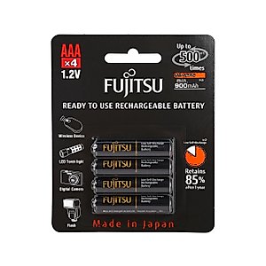 Fujitsu 4 AAA Ready-to-use HR4UTHC 950mAh (Min. 900mAh) Rechargeable Battery NiMH 1.2V Made in Japan