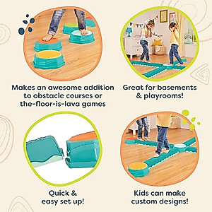 B. Toys – Balance Beam for Kids – Interlocking Balancing Beams – 5 Sensory Pads & 8 Beams – Active Play for Toddlers, Kids – 3 Years + – Balance & Build Set