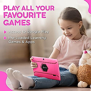 Contixo 7 inch Kids Learning Tablet Bundle - 32GB Storage, Bluetooth, Android, Dual Cameras, Parental Control, Kids Bluetooth Headphone & Tablet Bag - Pink