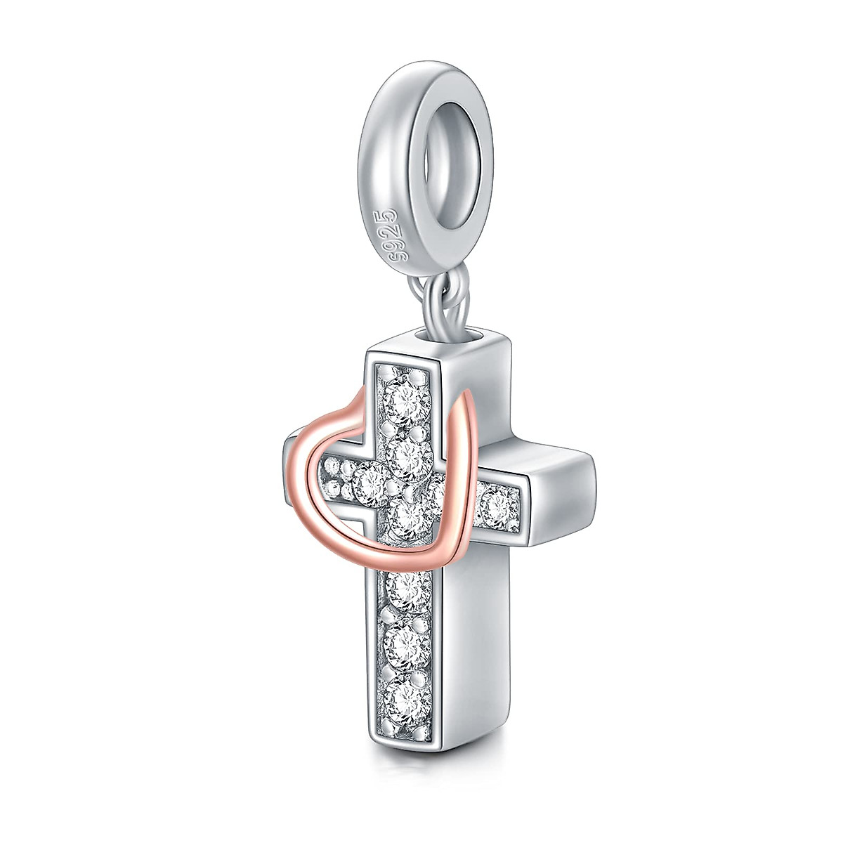 Cross Cremation Charm for Ashes 925 Sterling Silver Crucifix Religious Urn Bead Charm Fit Snake Bracelet Keepsake Memorial Locket for Women Mom