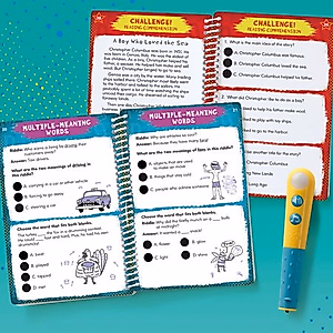 Educational Insights Hot Dots Let's Master 3rd Grade Reading Set, Homeschool & School Readiness Learning Workbooks, 2 Books & Interactive Pen, 100 Reading Lessons, Ages 8+