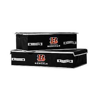 Franklin Sports NFL Cincinnati Bengals Under The Bed Storage Bins - Large, 26 x 18 x 6 - Inch