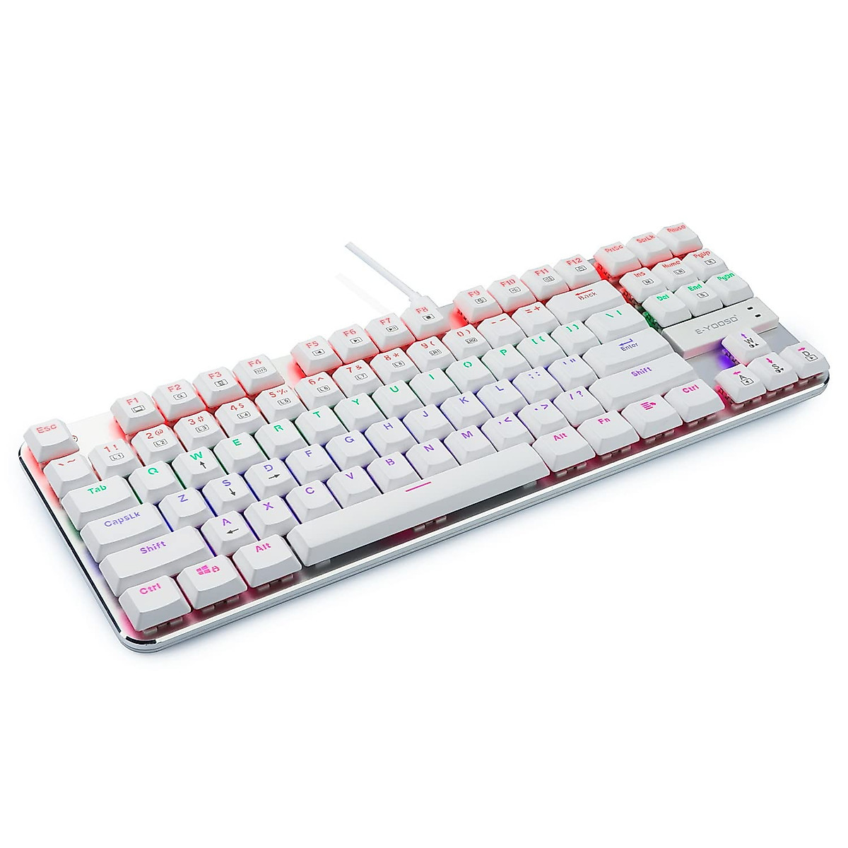 chuangquan Z-66 Mechanical Keyboard, Blue Switches, Wired Gaming Keyboard, Rainbow LED Backlit, USB Type-C Cable, Compact 87Keys, for Windows PC Laprop Mac