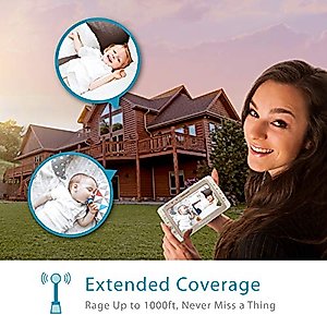 Moonybaby WideView 50 Baby Monitor with Camera and Audio, No WiFi, 5 Inches Large Display, Split Screen, Auto Night Vision, Zoom, Sound Activated, Temperature Alert, 2-Way Talk, Lullaby, 1000ft Range