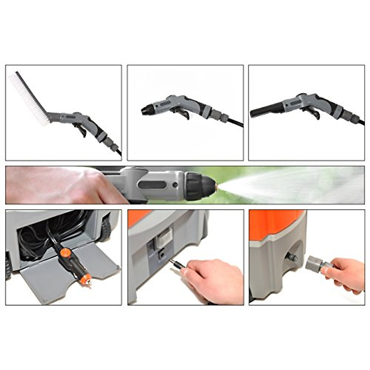 Ivation Multipurpose Portable Spray Washer w/ Water Tank - Runs on Built-in Rechargeable Battery, Home Plug and 12v Car Plug - Integrated Roller Wheels