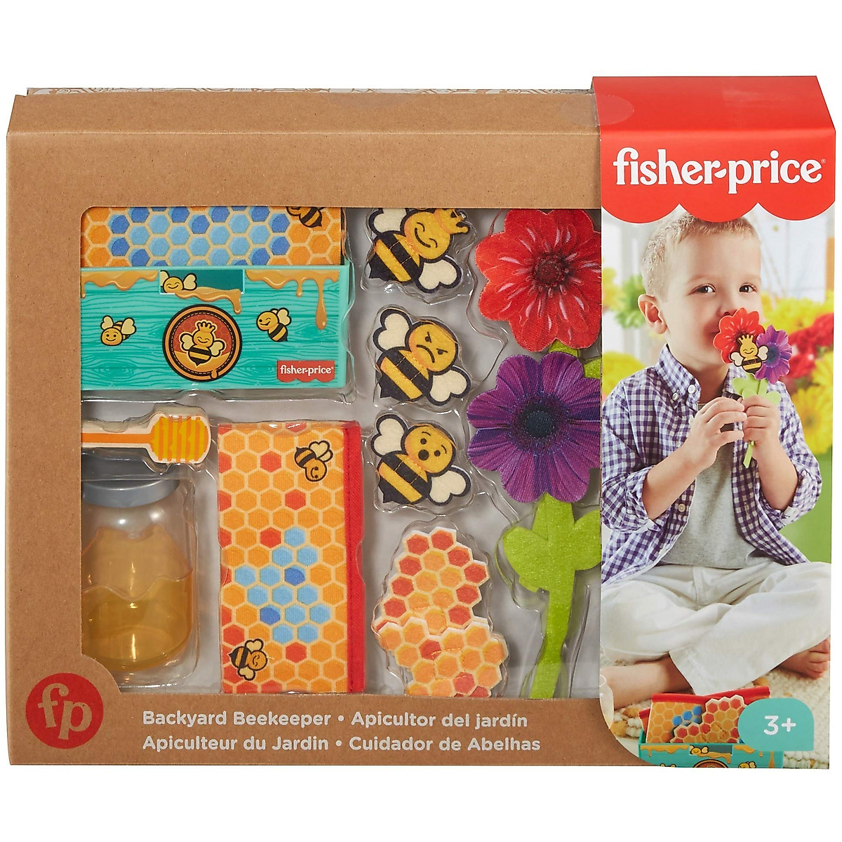 Fisher-Price Backyard Beekeeper, 13-piece pretend beehive play set for preschool kids ages 3 years and up