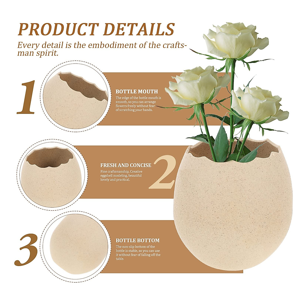 Angoily Dessert Bowl Salad Bowl Dinosaur Egg Shape Bowl Ceramic Ice Cream Bowls Decorative Pudding Cup Cute Eating Bowl Small Snack Bowls Flower Vase Pencil Holder Khaki 1