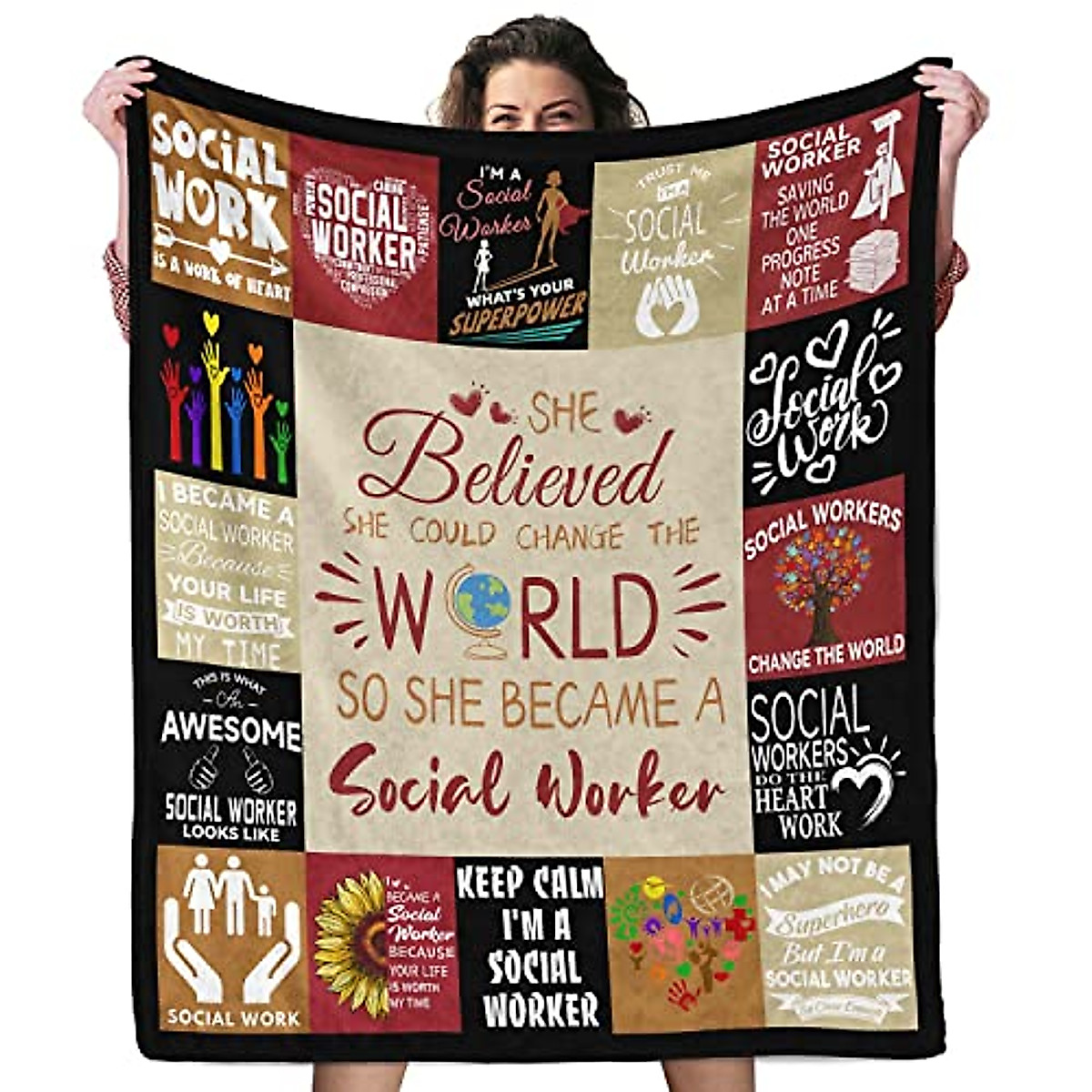 Social Worker Gifts for Women Blanket Birthday for Social Workers Appreciation Graduation Gifts for BSW, MSW, DSW Soft Throw Fleece Blanket 60”x50” in Home Bed Sofa Chairs Dorm