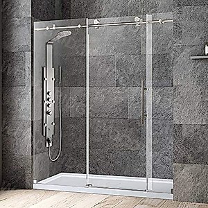 WOODBRIDGE Frameless Shower Doors 68-72" Width x 76" Height with 3/8"(10mm) Clear Tempered Glass