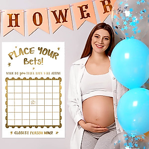 Geyee Baby Shower Decorations Neutral Predicting Birthdate Baby Shower Game Large Funny Due Date Baby Calendar Sign for Boy or Girl, 24.41 x 37.4 Inch (Baby)