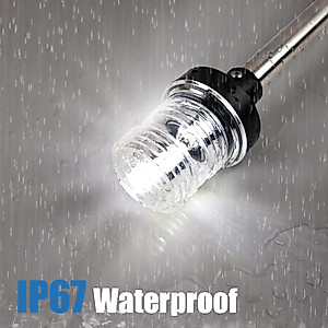 Obcursco Boat Stern Lights, IP67 Waterproof Fold-Down White LED Navigation Lights, Anchor Lighting for Marine, Pontoon, Fishing, Bass, and Jon Boats (18 Inches)